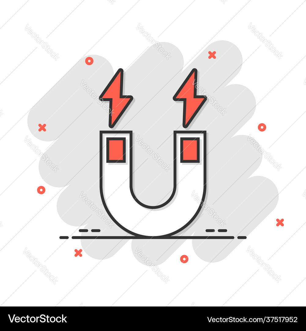 Magnet icon in comic style attract cartoon Vector Image