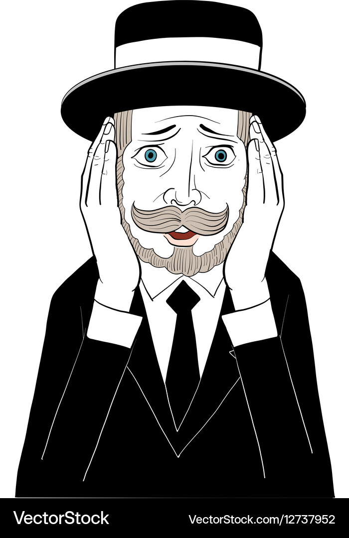 Mustache man in black suit wonder Royalty Free Vector Image