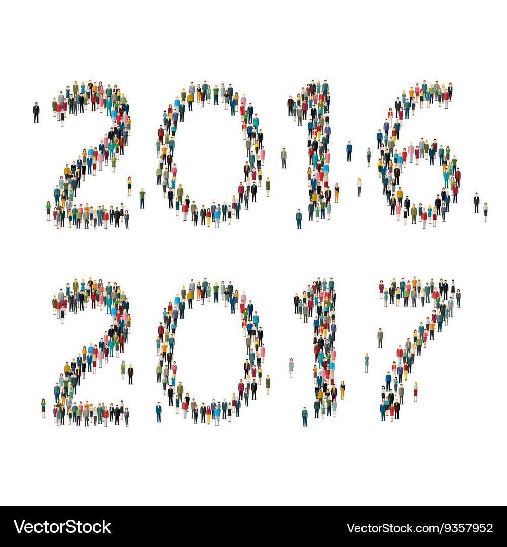 Numbers formed out from celebrating people top Vector Image