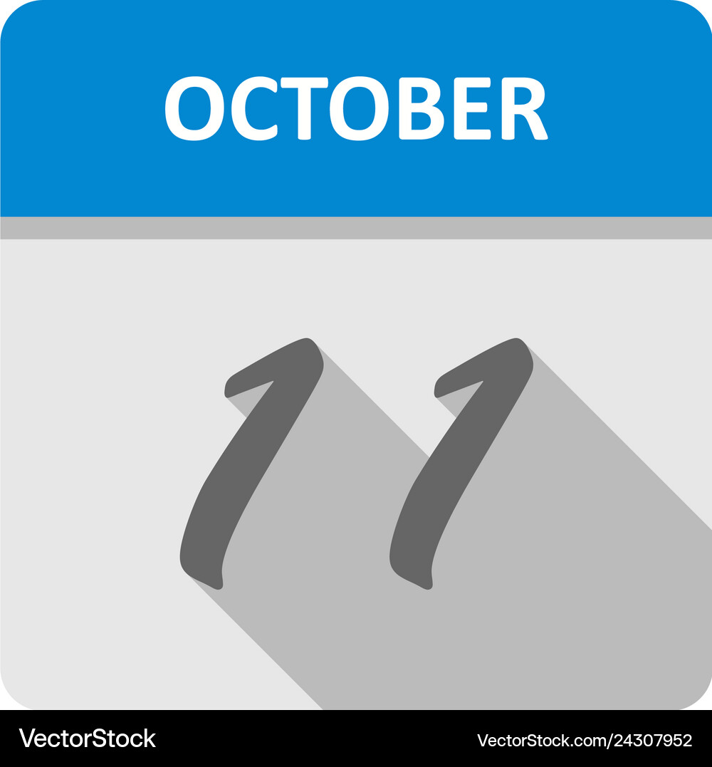 October 11th date on a single day calendar Vector Image