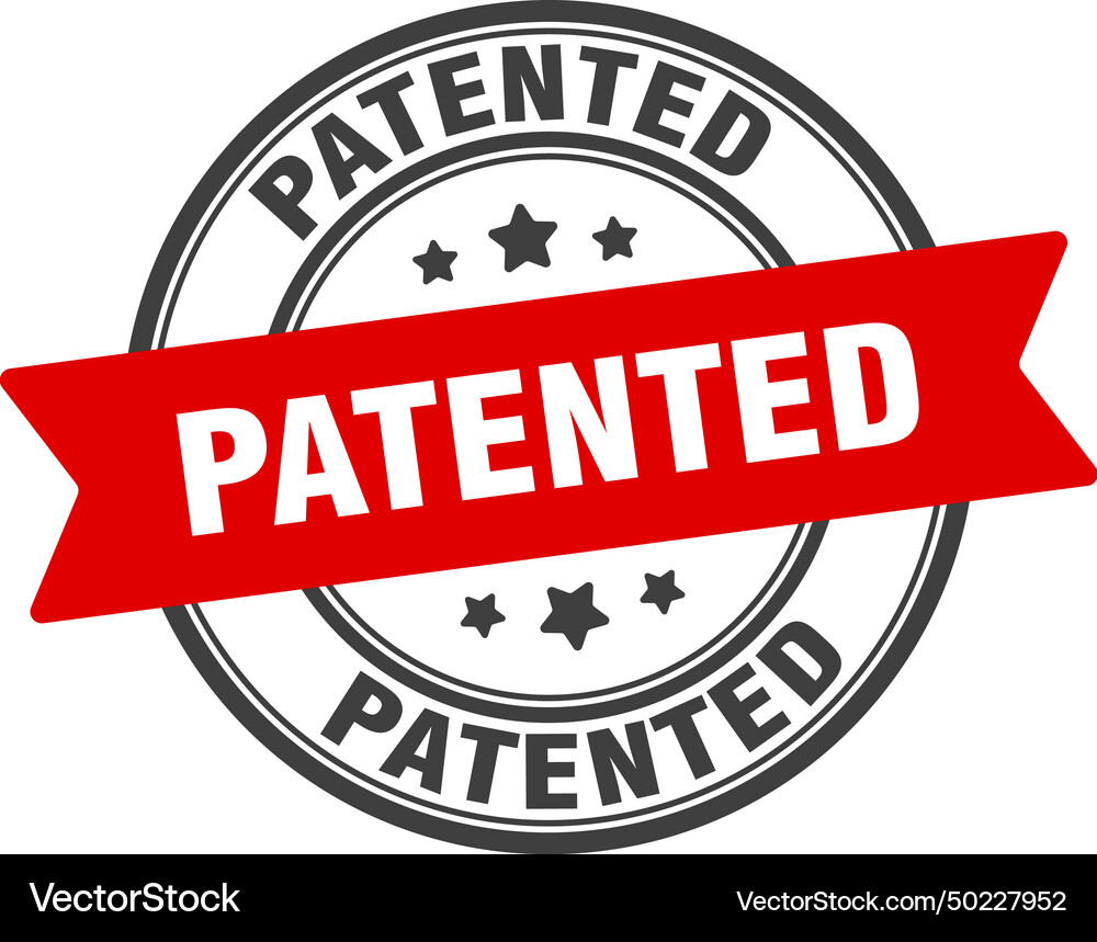 Patented stamp label on transparent Royalty Free Vector