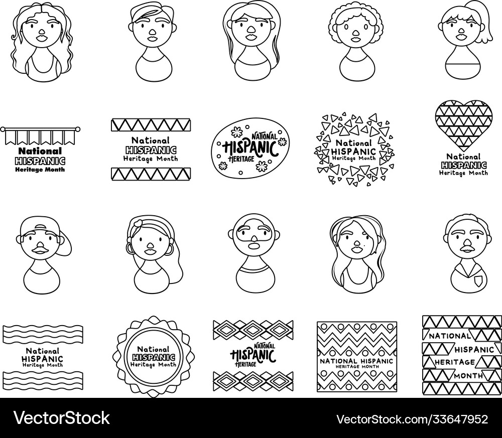People characters and national hispanic heritage Vector Image