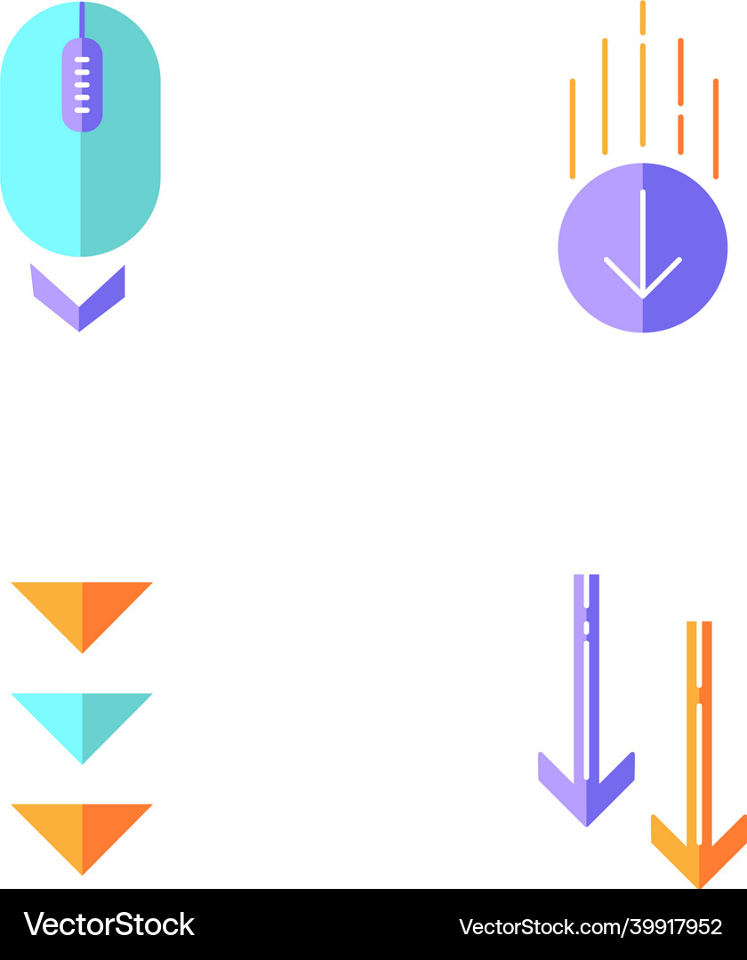 Scrolling down flat design cartoon rgb color Vector Image