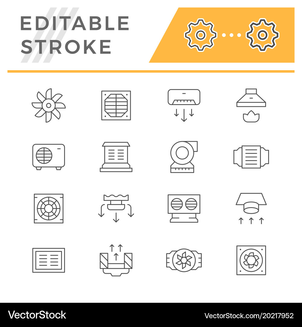 Set line icons of ventilation Royalty Free Vector Image