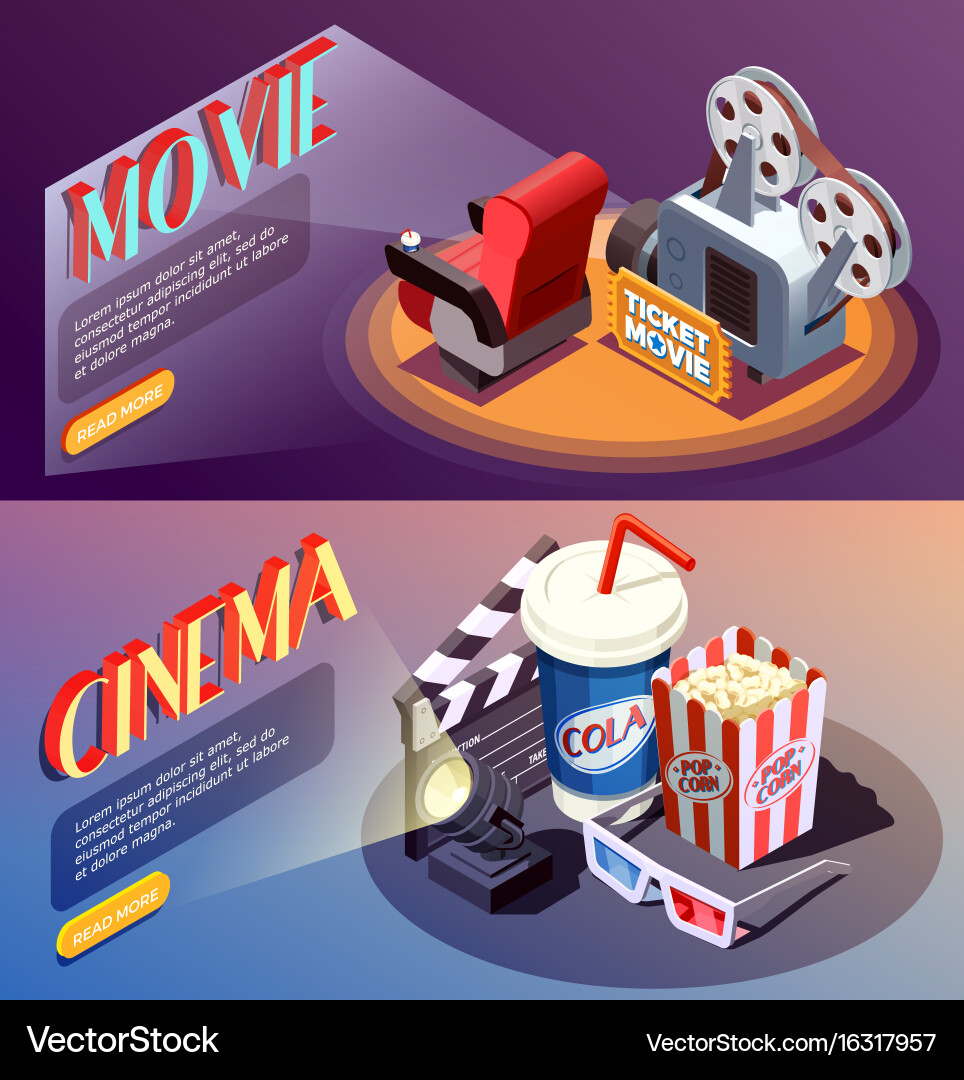 3d cinema banners collection Royalty Free Vector Image