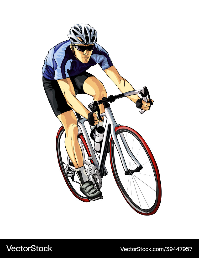 Abstract cyclist on a race track from splash Vector Image