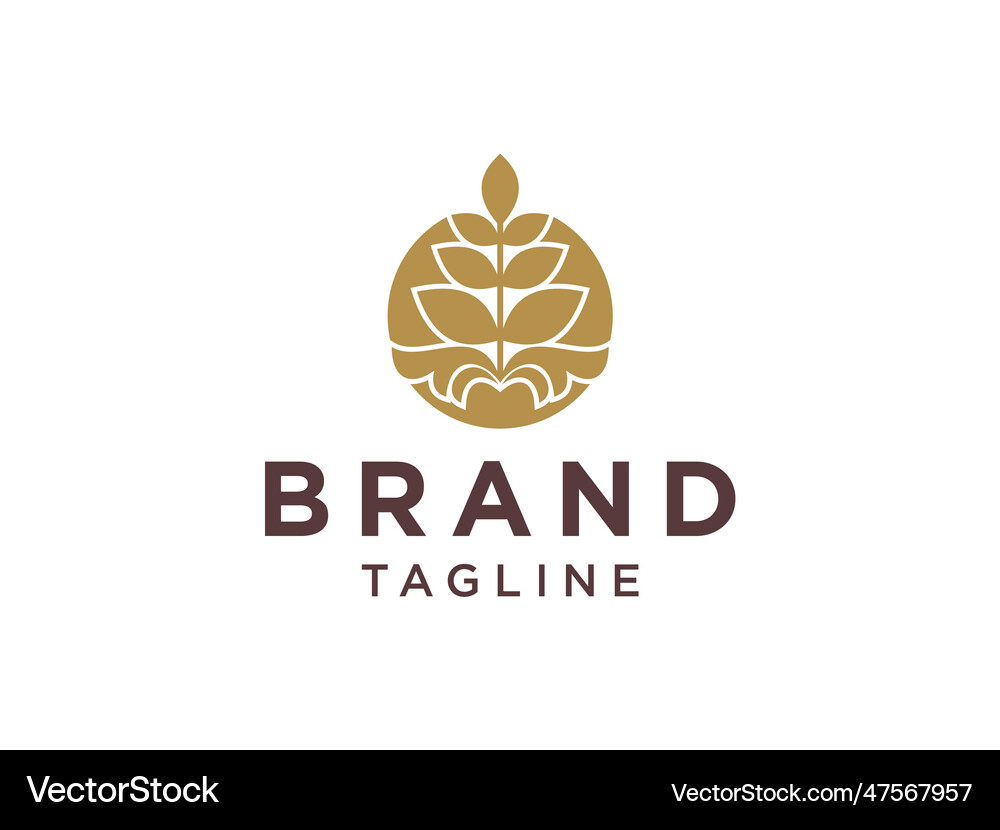 Abstract nature logo gold tree with leaves Vector Image