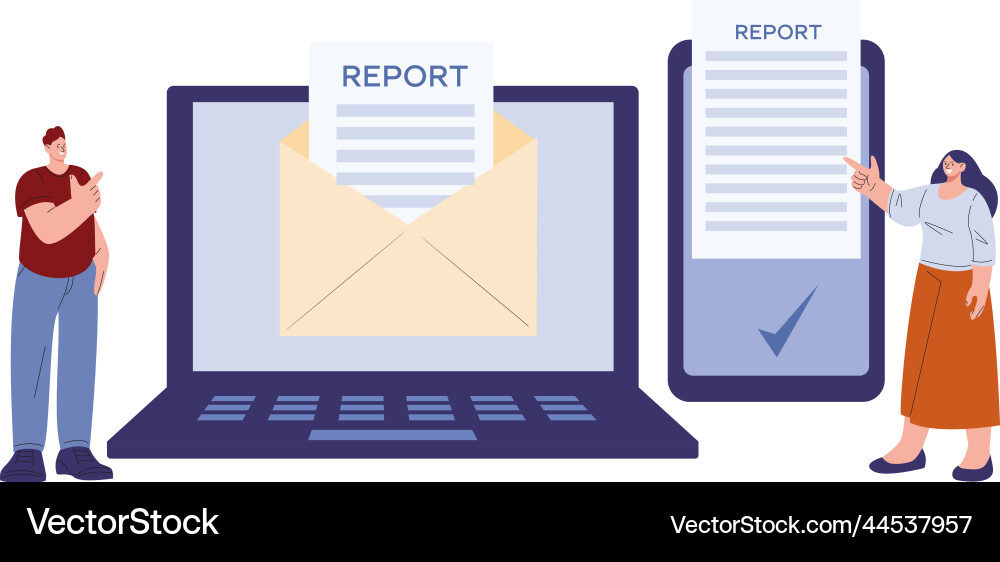 Digital report concept flat cartoon people Vector Image