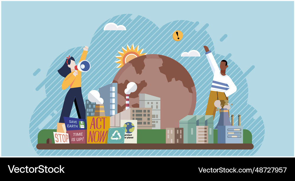 Environmental activists draw attention to climate Vector Image