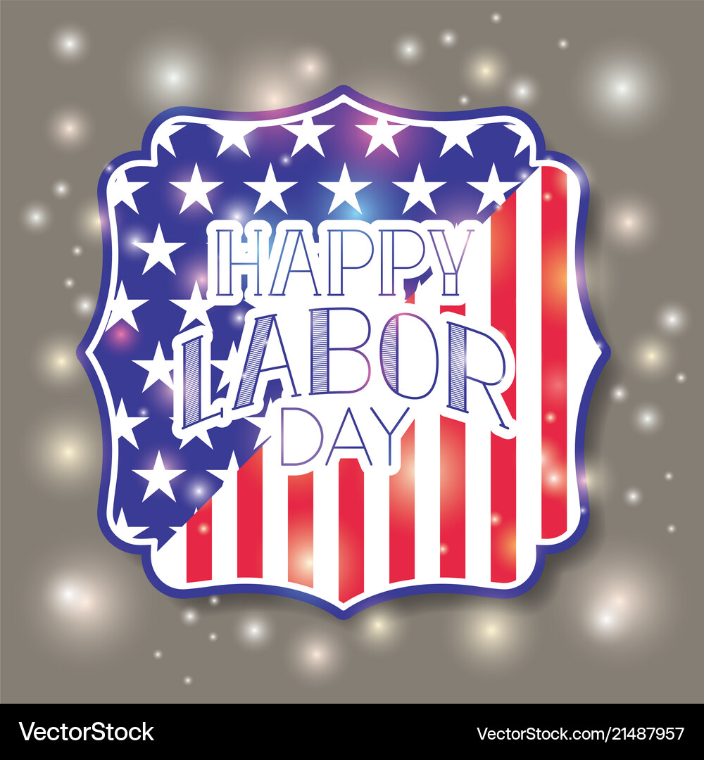 Happy labor day with usa flag frame Royalty Free Vector