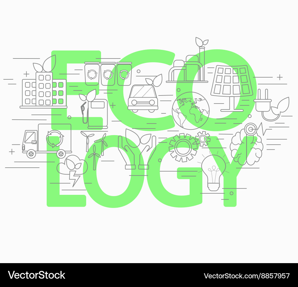 Line style concept of ecology Royalty Free Vector Image