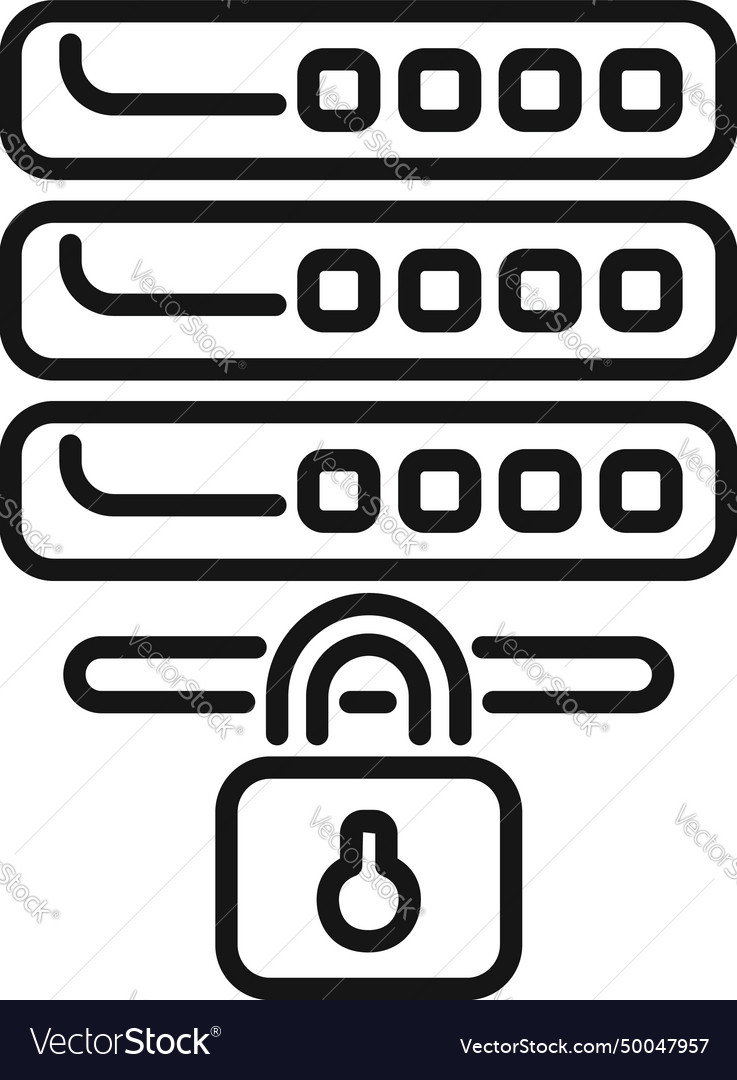 Lock server data icon outline privacy Royalty Free Vector