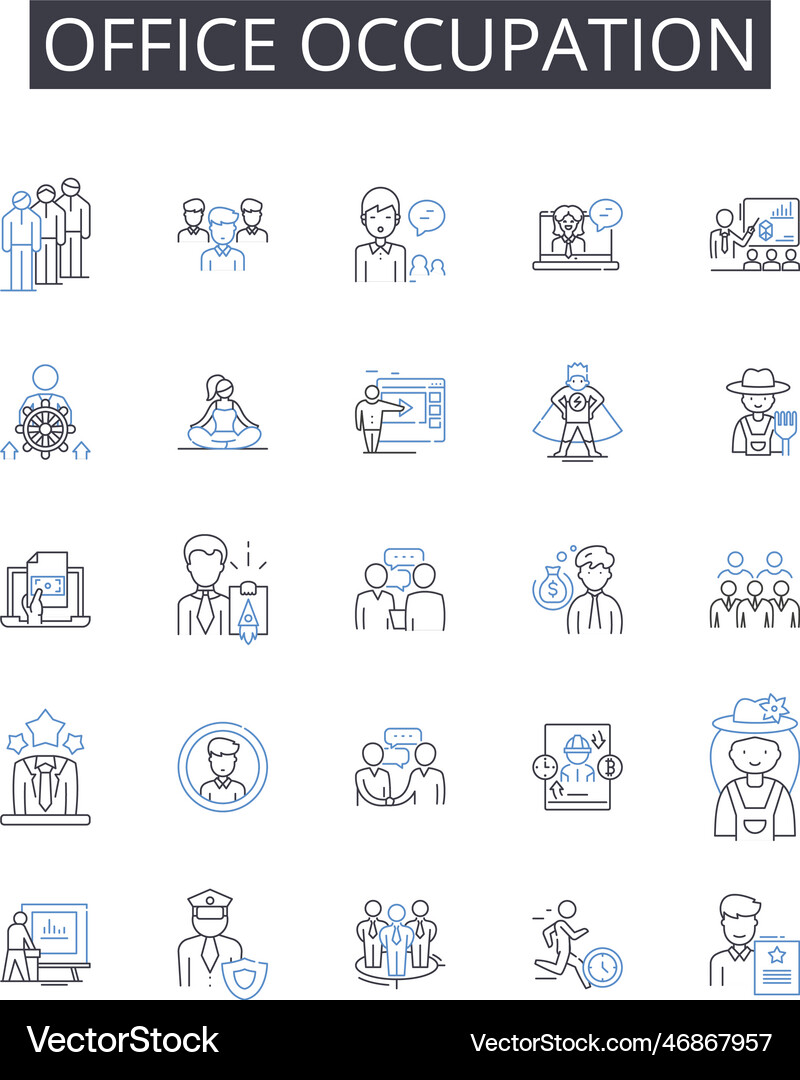 Office occupation line icons collection Royalty Free Vector