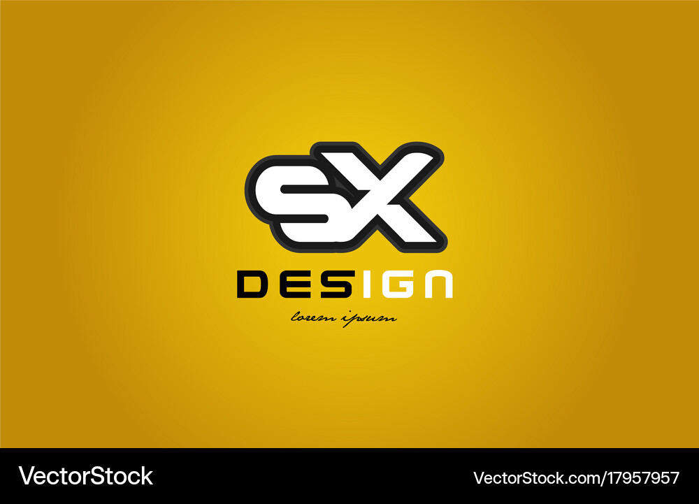 Sx s x alphabet letter combination digit white Vector Image