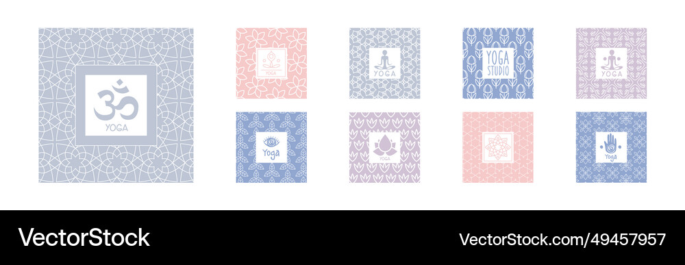 Yoga sign and symbol design element set Royalty Free Vector