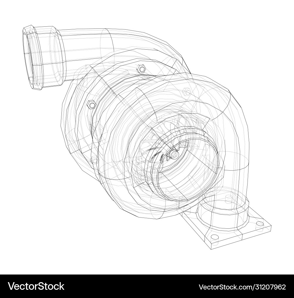 Automobile turbocharger concept outline Royalty Free Vector