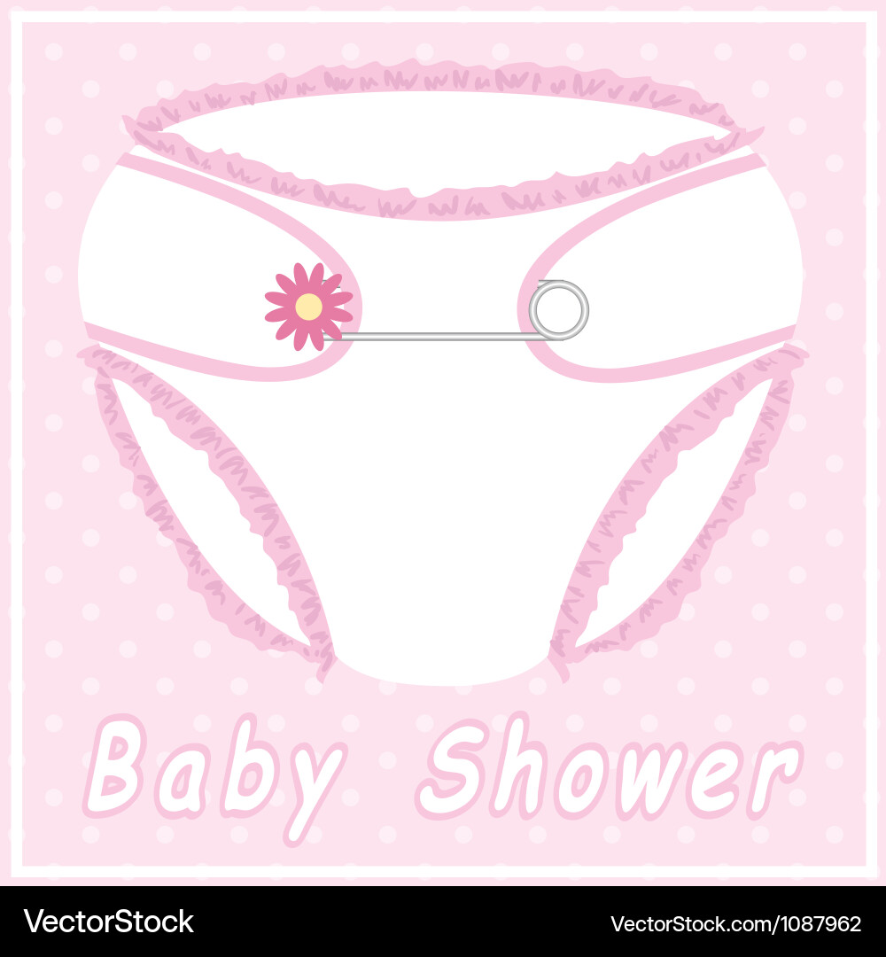 Baby shower card with nappy Royalty Free Vector Image