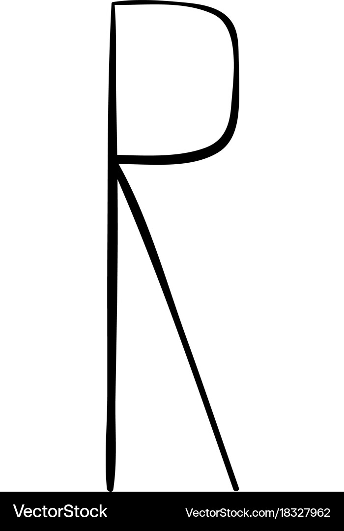 Capital letter r painted by brush Royalty Free Vector Image
