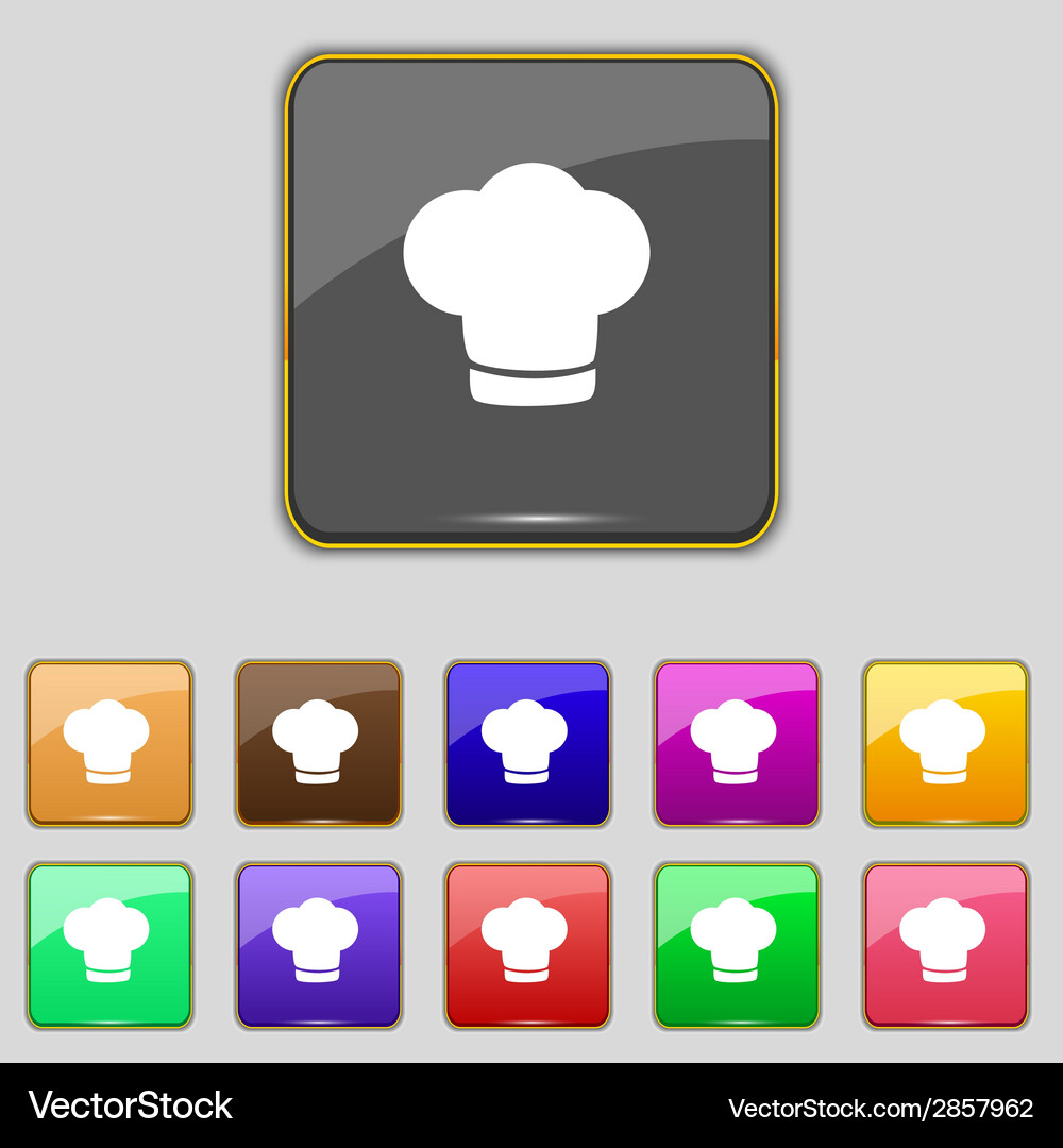 Chef hat sign icon cooking symbol cooks set Vector Image