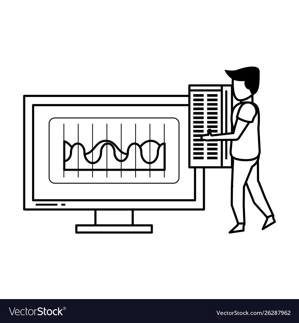 Computer screen technology hardware cartoon Vector Image