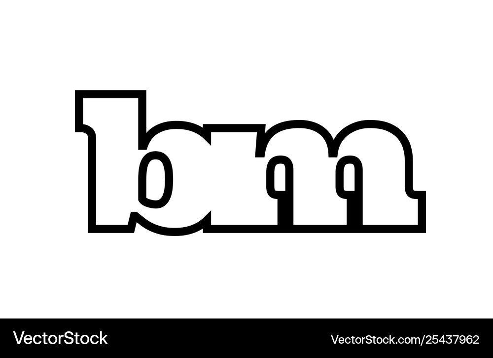 Connected bm b m black and white alphabet letter Vector Image