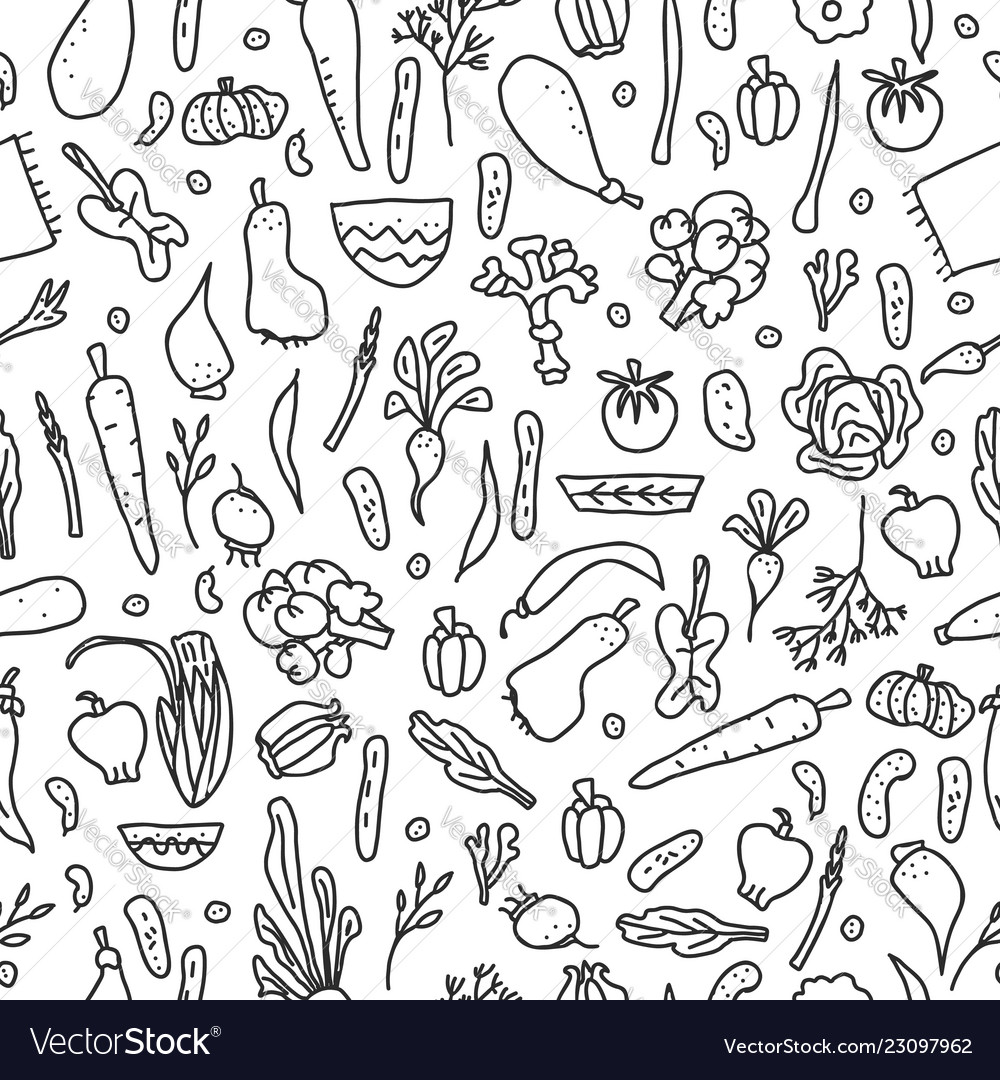 Doodle Vegetable Pattern Royalty Free Vector Image