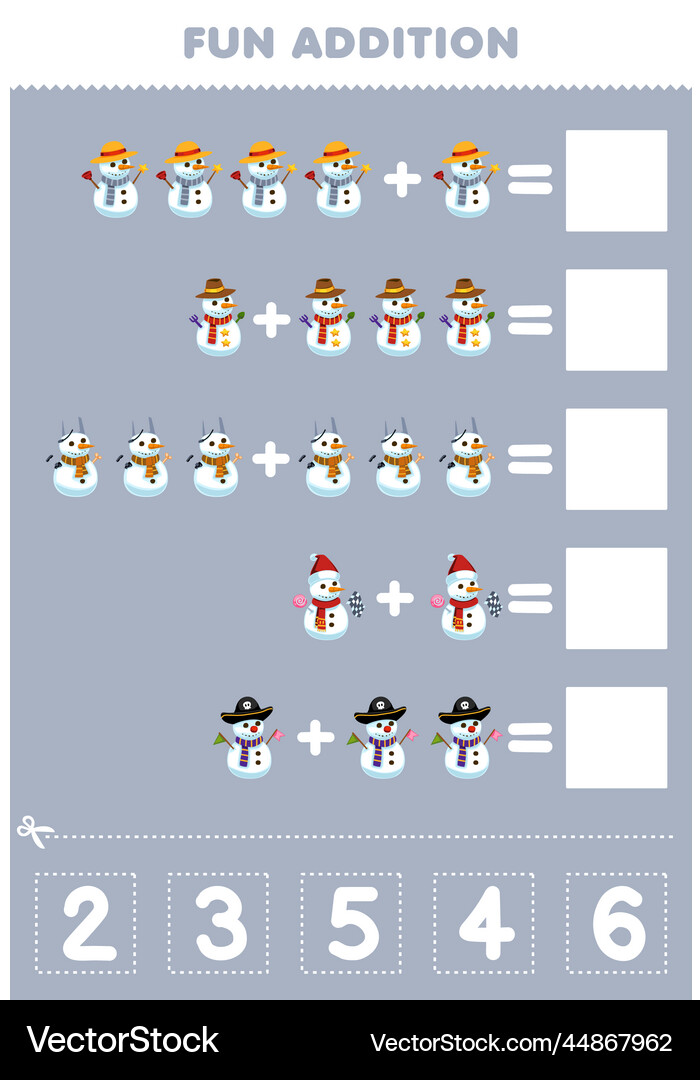 Education game for children fun addition by cut Vector Image