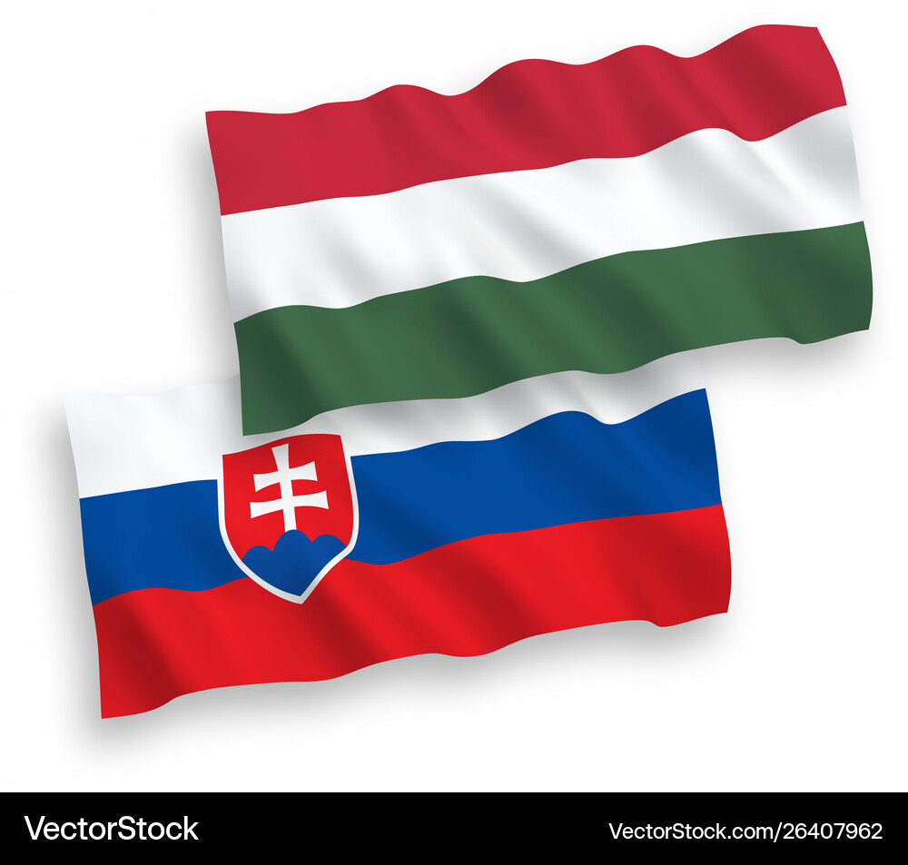 Flags slovakia and hungary on a white Royalty Free Vector