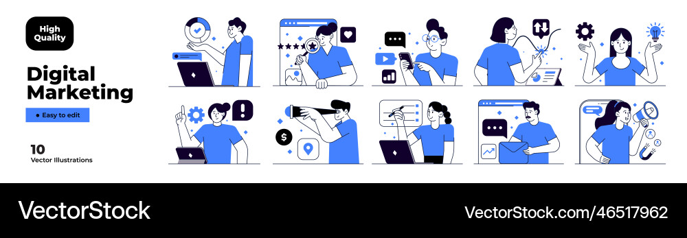 Flat modern design of digital marketing bundle Vector Image