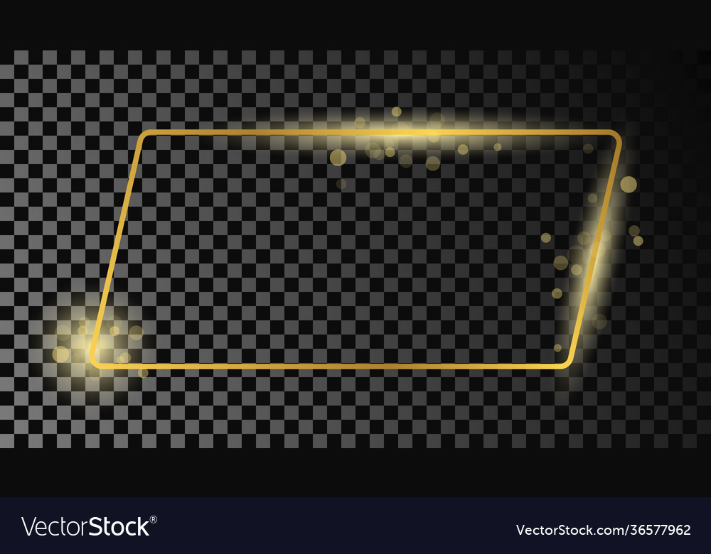 Gold glowing rounded rectangular shape frame Vector Image