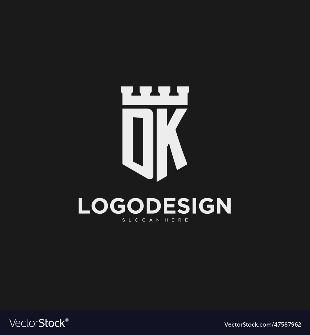 Initials dk logo monogram with shield Royalty Free Vector