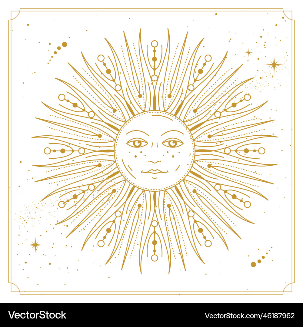 Magic witchcraft card with astrology sun sign Vector Image