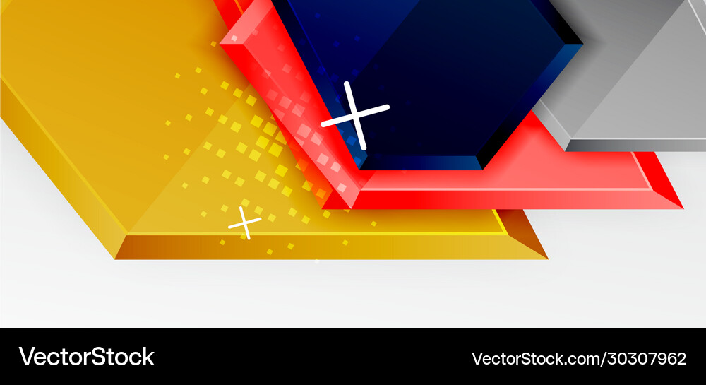 Metal glossy shiny geometric shapes with 3d effect