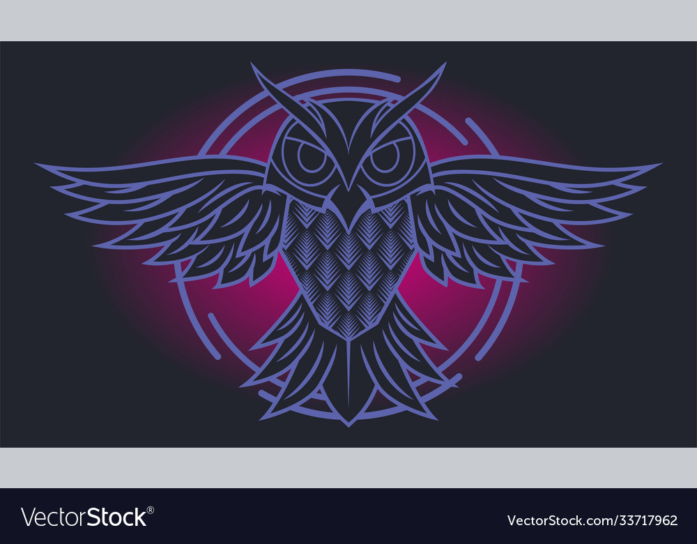 Owl line shape art colorful Royalty Free Vector Image