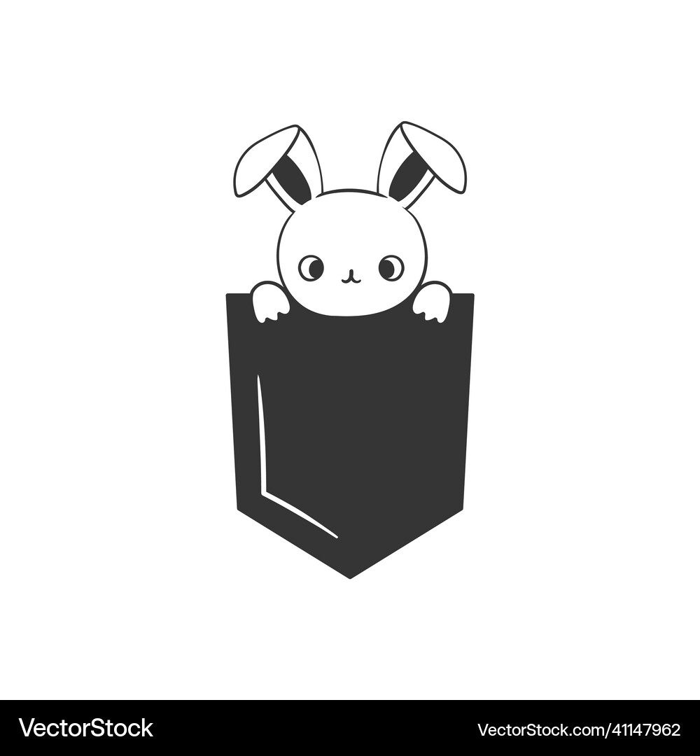 Rabbit in pocket cute hand-drawn sketch Royalty Free Vector