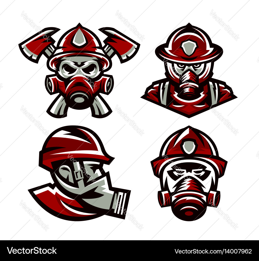 Set colorful logos fire department fireman Vector Image