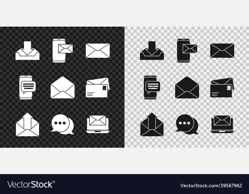 Set download inbox mobile and envelope envelope Vector Image Set download inbox mobile and envelope envelope Vector Image