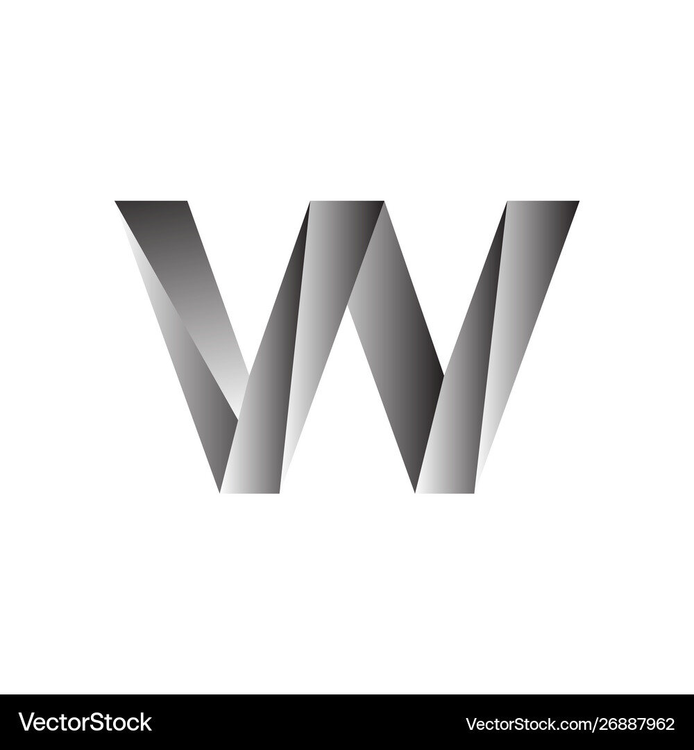 Silver letter w logo design graphic concept Vector Image