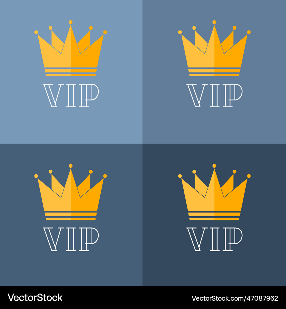 Vip logos set in flat style and line style Vector Image