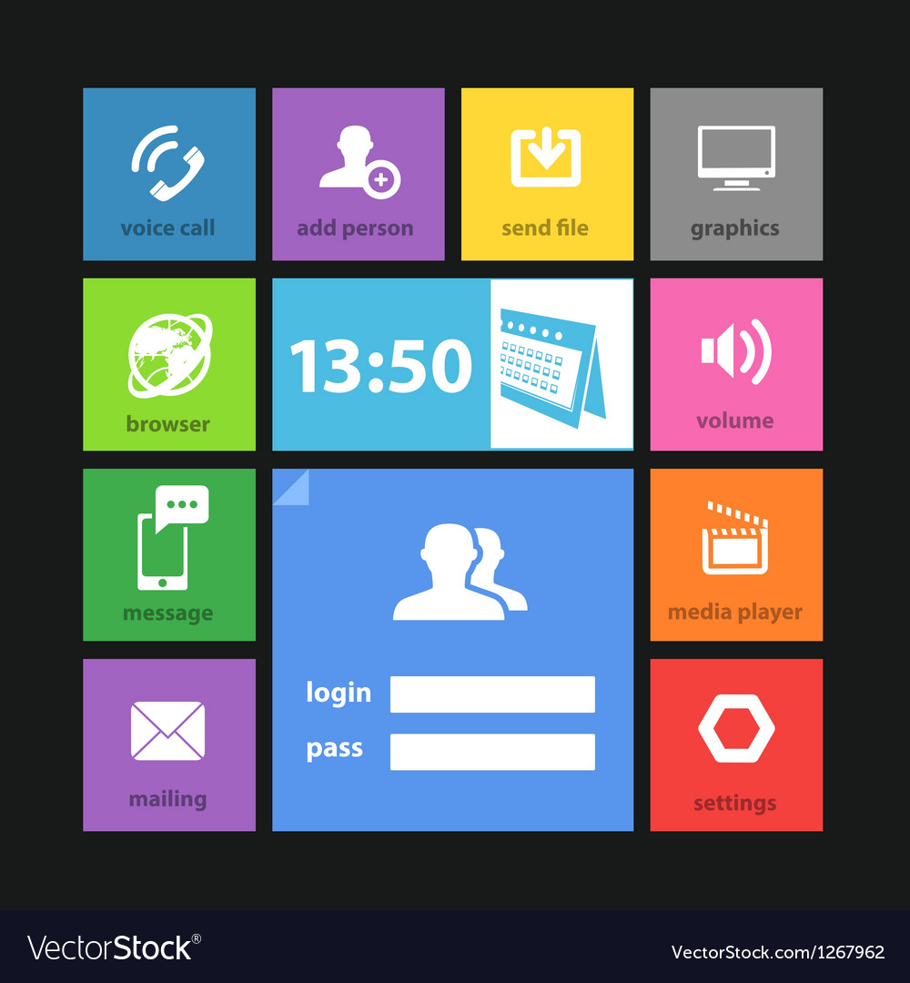 Web color tile interface template Royalty Free Vector Image