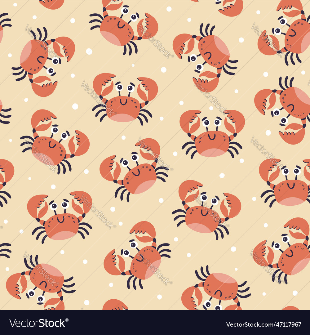 Crabs seamless pattern Royalty Free Vector Image
