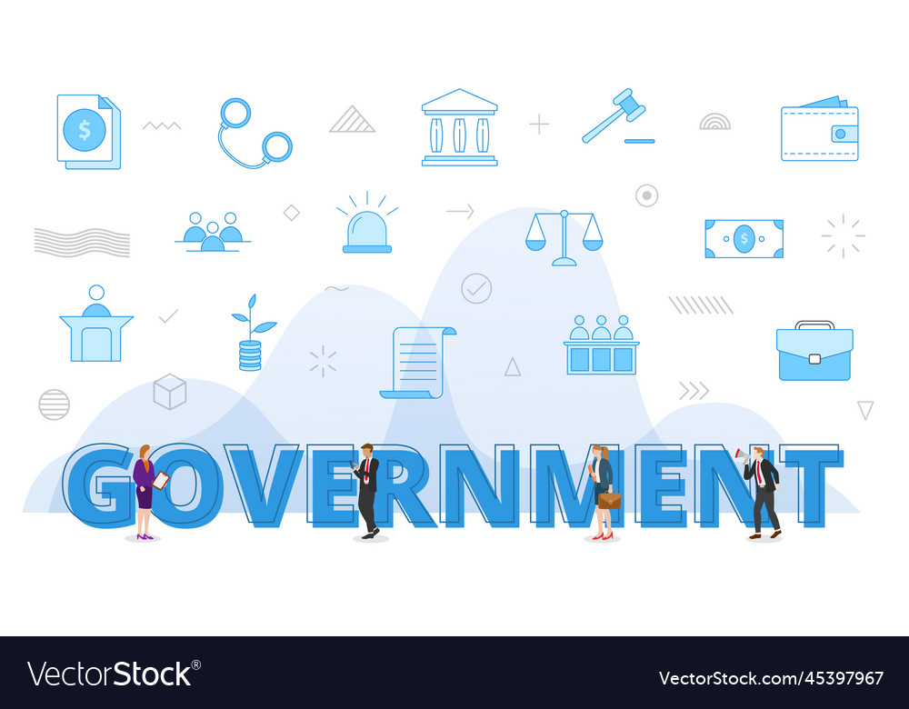 Government concept with big words and people Vector Image
