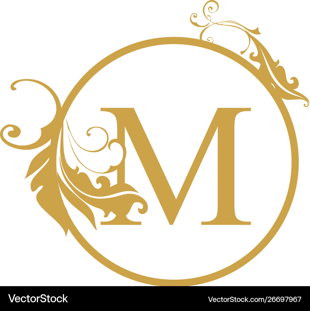 Initial m letter luxury beauty flourishes Vector Image