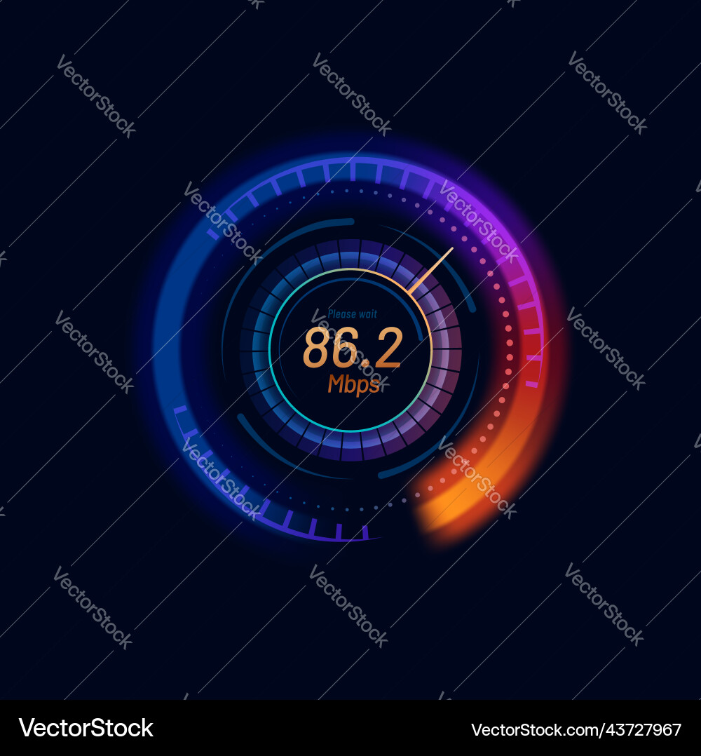 Internet speed meter dial with gauge and arrow Vector Image
