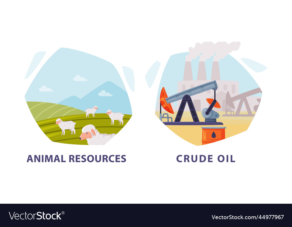 Natural resource with crude oil and animals Vector Image