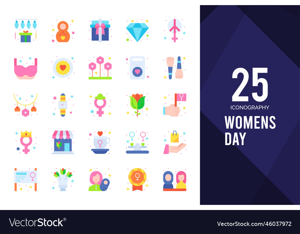 25 Womens Day Flat Icon Pack Royalty Free Vector Image