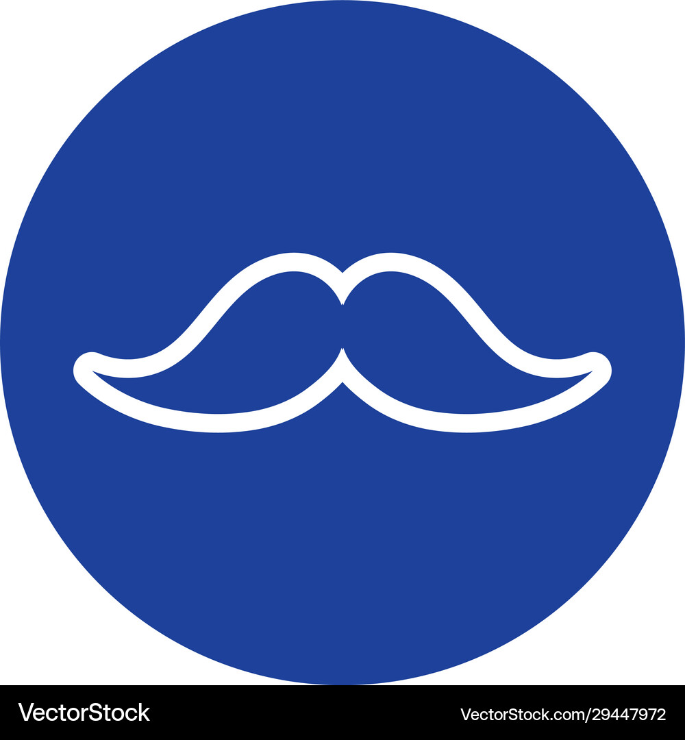 Barber shop mustache block style icon Royalty Free Vector