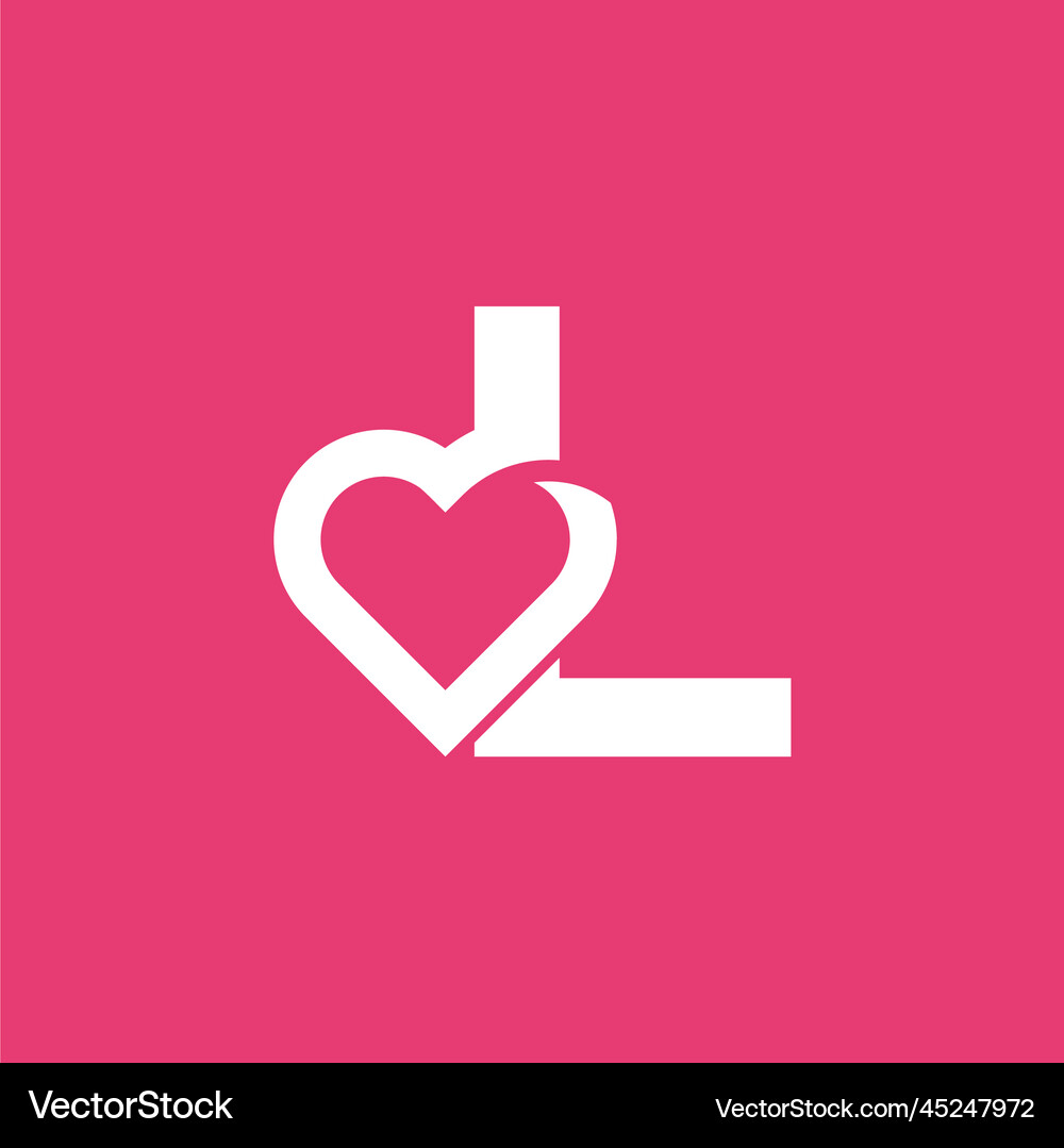 Bold logo template heart love letter l Royalty Free Vector