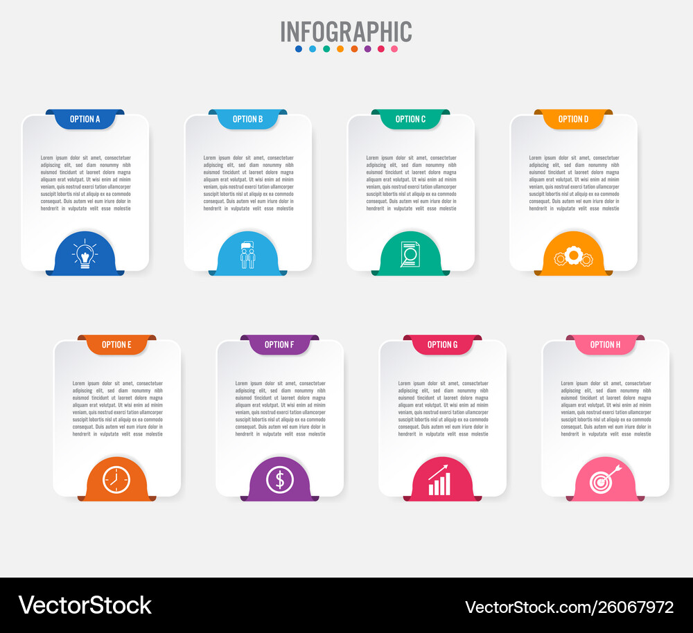 Business infographic labels template with 8 Vector Image