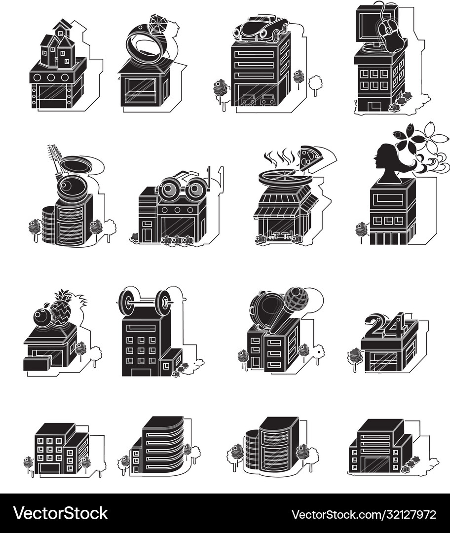 Collection icons for web design isolated on white Vector Image